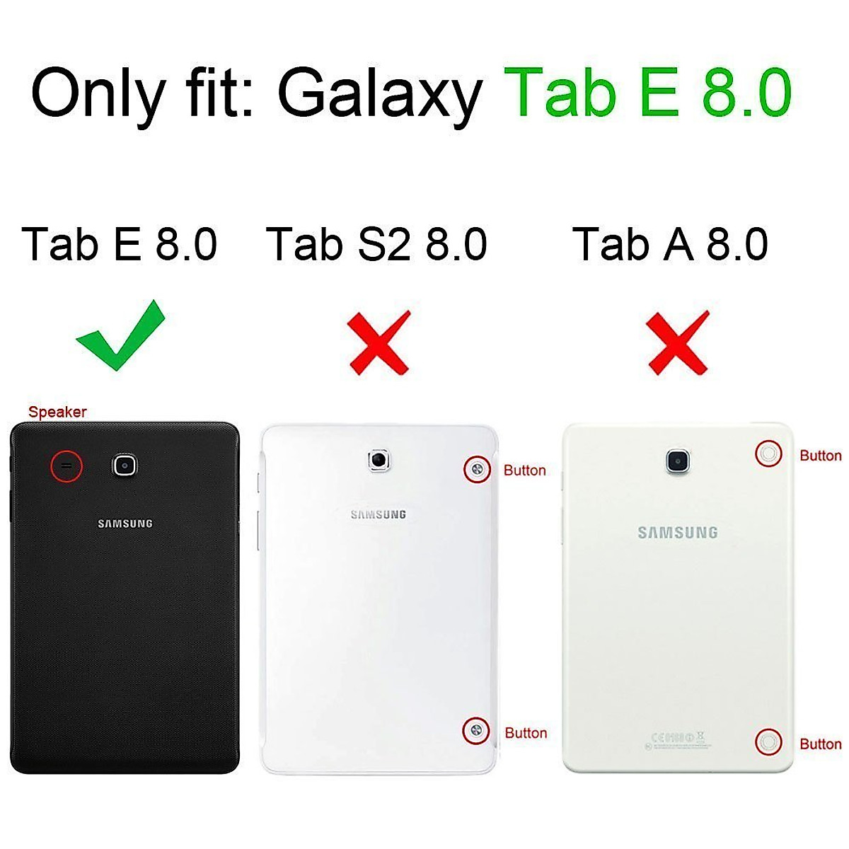 Fintie Keyboard Case for Samsung Galaxy Tab E 8.0 (Model SM-T378/T375/T377), Slim Lightweight Stand Cover with Magnetically Detachable Bluetooth Keyboard, Black