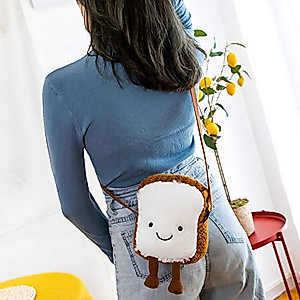 V&E Sliced Bread Plush Purse Messenger Bag Crossbody Shoulder Bags Toast The Best Thing Since Sliced Bread White and Brown