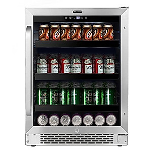 Whynter BBR-148SB Built-in 180 Can Undercounter Beverage Refrigerator with Reversible Door, Digital Control and Lock, 24-inch, Stainless Steel, 5 Cubic