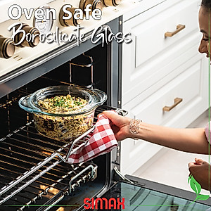 Simax Casserole Dish For Oven: Mini Glass Baking Dish With Lid – Small, Personal Sized Round Bakeware and Cookware Great for Storage – Microwave, Oven, And Dishwasher Safe Borosilicate Glass Dish –