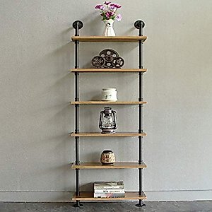 PIBM Stylish Simplicity Shelf Wall Mounted Floating Rack Shelves Wooden Display Potted Plants Collections Books Storage Retro Industrial,5 Sizes Avaliable,2 Types, Floorstanding , 60X180cm