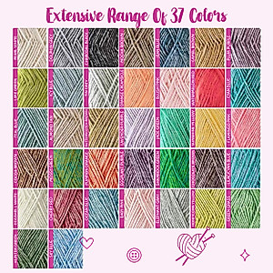 Cotton to The Core Cotton Yarn for Crocheting, 6 Skeins, 852Yds/300G, Free Patterns - Soft Baby Yarn for Knitting - 3 DK Light Worsted Weight - Lilac Blue