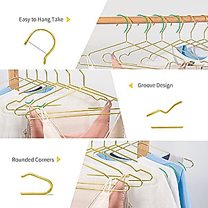 Nature Smile17.7 inches Gold Metal Coat Hangers, Space Saving Wire Hangers, Metal Clothes Hangers, Standard Suit Hangers Ideal for Everyday Use,10 Pack, Gold