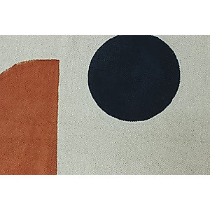 Casavani Hand Block Printed Cotton Dhurrie Moroccan Tassel Rug Round Area Rug Easy Care Washable Rugs for Doormat Entryway Living Room Bedroom Hallway Balcony 8x8 Feet Square