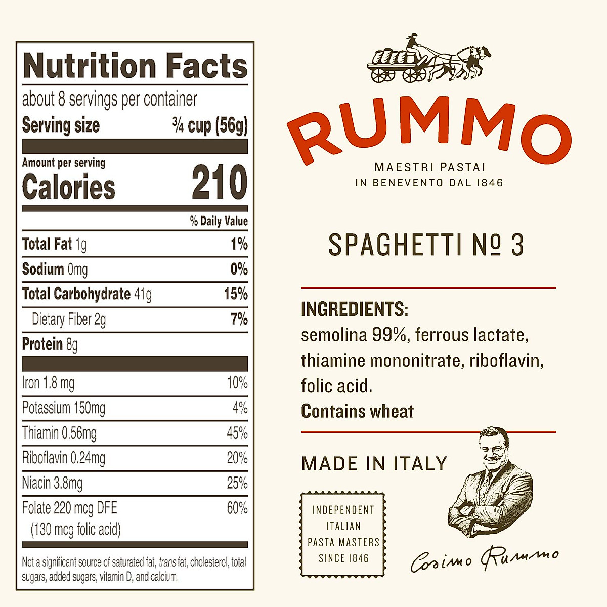 Rummo Italian Pasta Spaghetti No.3, Always Al Dente (5 Pack,16 Ounce Each)