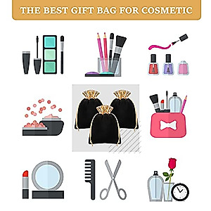 30 Pieces Velvet Bags with Drawstrings Jewelry Pouches Drawstring Bags Jewelry Bags Velvet Present Bag Party Favor Storage Bag Makeup Pouch for Jewelry Birthday Wedding Candy, 6 x 5 Inch (Black)