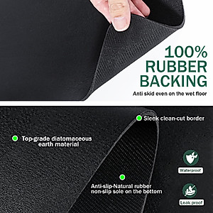 WIFER Dish Drying Mat for Kitchen Counter, Large 24"x 16"Hide Stain Rubber Backed Absorbent, Quick Drying, Non-Slip, Easy to Clean, Perfect Coffee Mat Coffee Bar Accessory & Under Appliance Mat Black