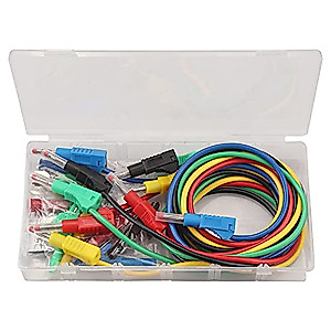Banana Plug Silicone Test Leads Kit CAMWAY Safety Shrouded Stackable Banana Plug Fully Insulated, Alligator Clips U-Type Spade Plug Back Probe Pins Gold-Plated Test Probe for Multimeter