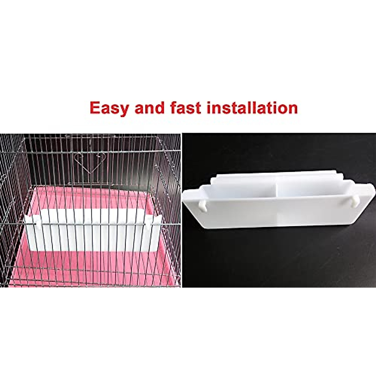 Lucky Interests 4pcs Bird Feeder, Pet Bird Food Double Plastic Seed Water Feeder Dispenser Standing Frame Plastic Food Feeder Cup for Parrots Cockatiel Pigeon Sparrow Bird Cage Bowl with 4 Bird Spoons