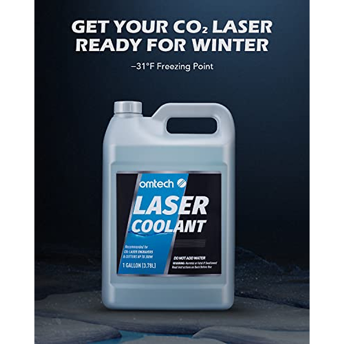 OMTech CO2 Laser Coolant Non Conductive Liquid Cooler Heat Transfer Fluid for Laser Engraver Water Chiller, Prediluted Antifreeze Coolant for Laser Tubes, 1 gal Blue Transparent Water Cooling Solution