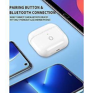 Wireless Charging Case Replacement Compatible with AirPod 3rd Generation, Air Pod 3 Charger Case with Bluetooth Pairing Sync Button Without Earbuds, White