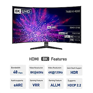 Cable Matters 90-Degree Flat 48Gbps Ultra HD 8K HDMI Cable 10 ft with 8K @60Hz, 4K @120Hz and HDR Support for PS5, Xbox Series X/S, RTX3080 / 3090, RX 6800/6900, Apple TV, and More - 10 Feet