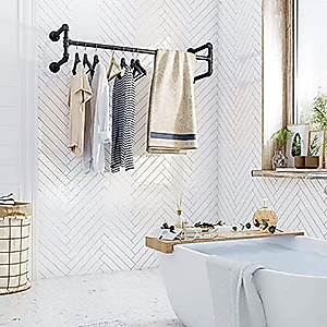 Industrial Pipe Hanging Racks for Clothes 42" Wall Mounted Clothes Hanging Bar Rack Cast Iron Pipe Garment Bar Multi-Purpose Space-Saving Easy Assembly for Small Space with Vintage and Modern Vibe