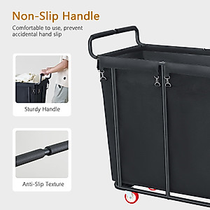 Gewudraw Large Laundry Hamper with Wheels, 360L Rolling Big Laundry Basket for Clothes Storage, Heavy Duty Extra Large Rolling Laundry Cart with Handle, Steel Frame, Waterproof Liner, 95.1 Gallons