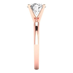 Clara Pucci 1.50 ct Round Cut Solitaire Moissanite Engagement Wedding Bridal Promise Anniversary Ring in 18K Rose Gold Size 3.5