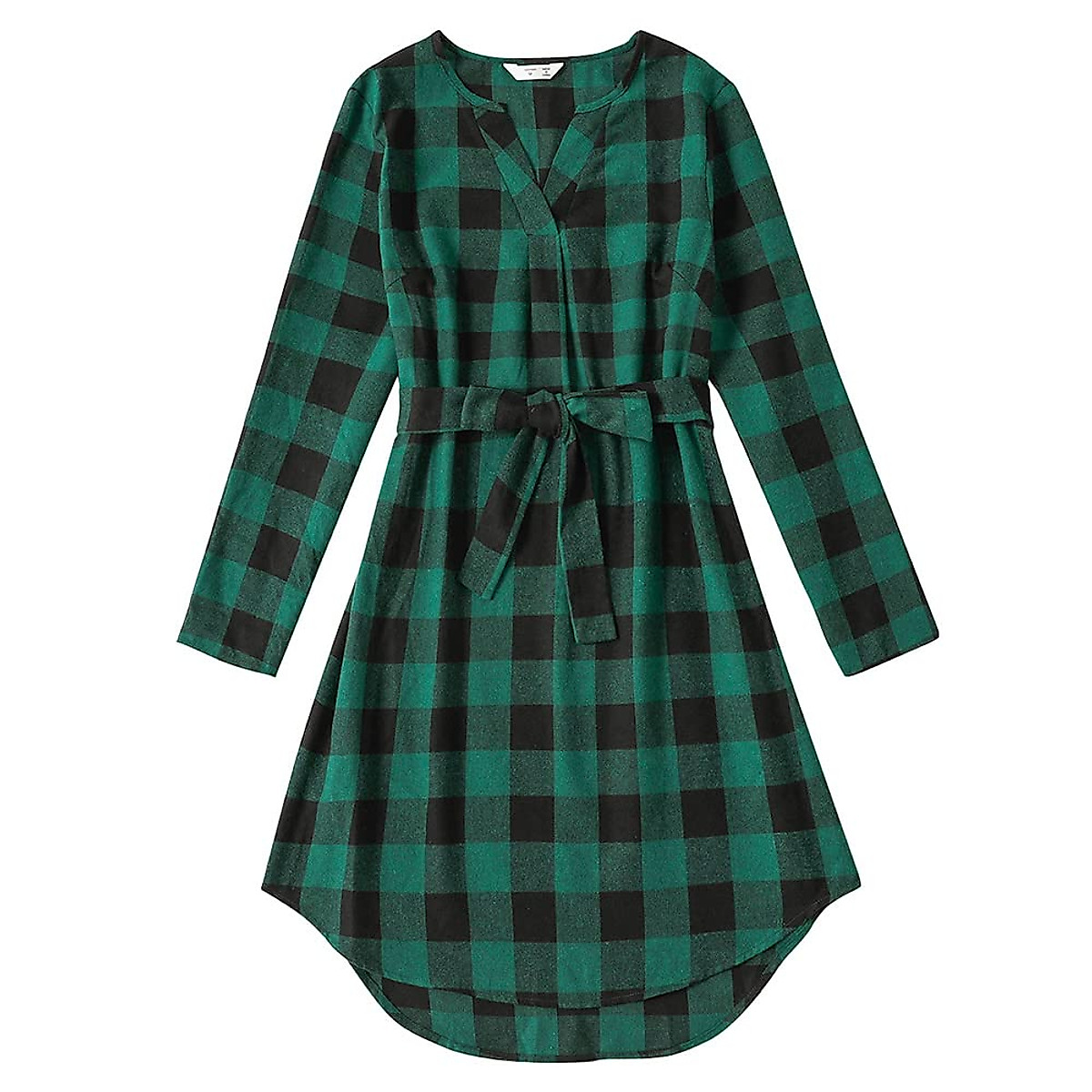 Mommy and Me Christmas Dresses Long Sleeve Santa Claus Green Red Black Buffalo Plaid Velvet Dress Fall Winter Xmas Holiday Party Mom Daughter Matching outfits Photoshoot Green Black Plaid 8-9 Years