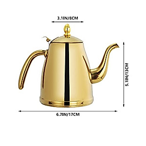 Gooseneck Kettle Stainless Steel Tea Kettle Teapot Water Boiling Kettle Coffee Beverage Pitcher Water Jug for Stovetop Gold 1. 5L