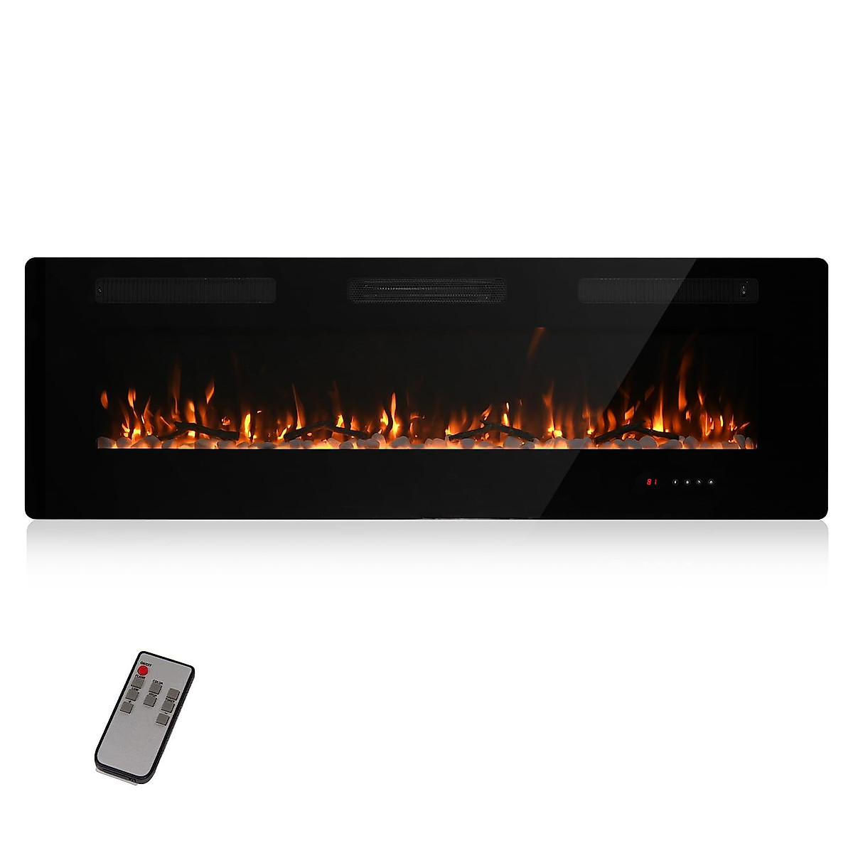 Electric Fireplace, 60 inch Recessed Wall Mounted Fire Place Heater with Remote Control Timer LED Adjustable Flame for Living Room Bedroom