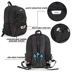 WOLT | Youth Soccer Bag - Soccer Backpack & Bags for Basketball, Volleyball & Football Sports, Includes Separate Cleat Shoe and Ball Compartment, fit to Youth & Adult (Black)