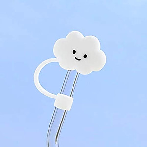 Sosoport Silicone Straws 2 Pcs Silicone Straw Tips Covers, Food Grade Drinking Straw Tips Lids, Reusable Cloud Shape Silicone Straw Plugs (Fit For 6-8 Mm Straws) Straw Cover
