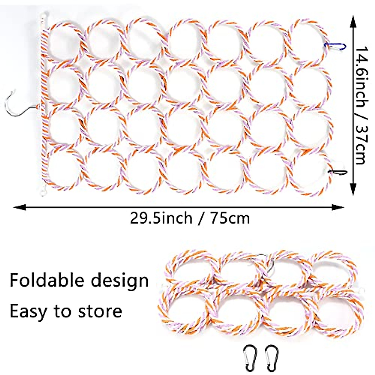 Jevnd Rat Climbing Rope Net Toy for Cage, Bird Hemp Rope Perch Swing, Ladder Rope Bridge Hanging Hammock, Small Animal Activity Toy for Gerbil, Mouse, Mice, Parrot, Bird (Random Color)