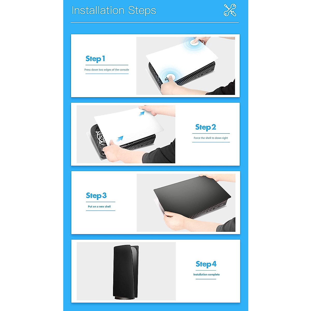 Joso Replacement Faceplate for PS5 Console, with Anti-Scratch Dustproof Case, Console Skin Fit for PS5 Disc Edition, for PS5 Accessories, Easy Installation - Black