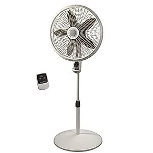 Lasko Cyclone Pedestal Fan, Adjustable Height, Remote Control, Timer, 3 Speeds, for Bedroom, Kitchen, Office and Living Room, 18", White, 1885, Large