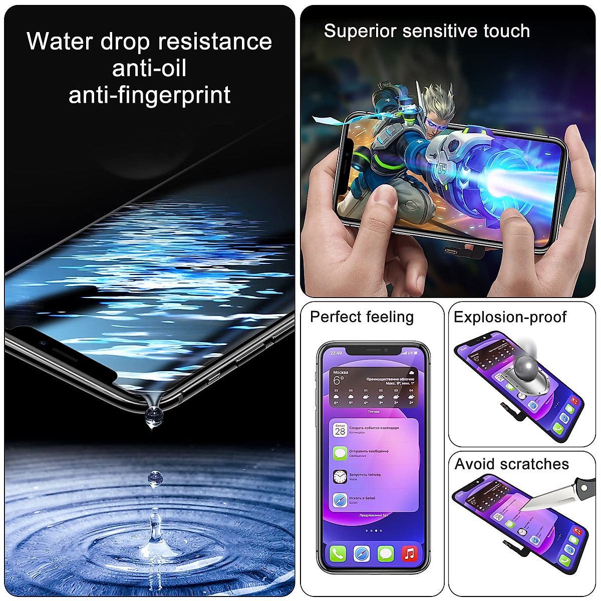 Premium for iPhone 11 Pro MAX Screen Replacement (6.5 inch) 3D Touch Screen Full Repair kit, Display Digitizer Glass Assembly with Waterproof Adhesive, Tools Set, Tempered Glass, Instruction