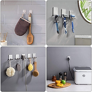 LinMei Razor Holder Shaver Hooks Multi Purpose Self Adhesive Storage Hanger Stand Stainless Steel Heavy Duty Shaver Holder Waterproof Shower Hook Kitchen Sticky Hooks(2 Pack)