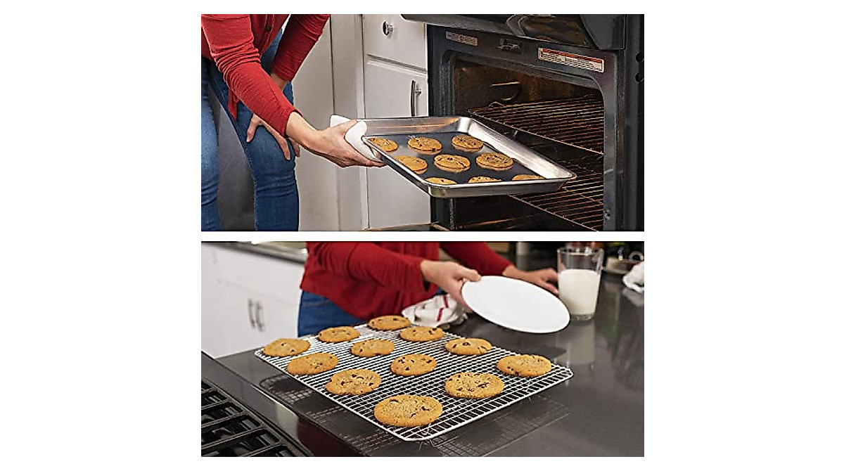 Oven-Safe Baking Pan & Cooling Rack Set - Durable Aluminum & Steel