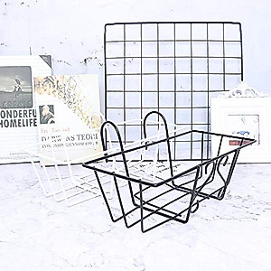 OBANGONG 2 Pcs Iron Hanging Shelf Basket with Hooks,Balcony Planter Shelf Hanging Flower Pot Holder Cubicle Hanging Shelf Railing Plant Hanger-32 x 15 x 15cm/12.5 x 5.9 x 5.9inch