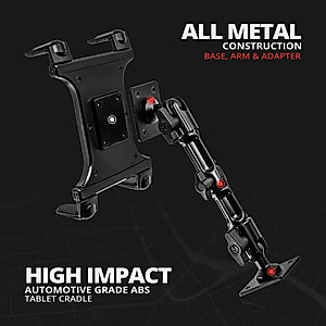 Industrial Metal Drill Base Tablet Mount - By TACKFORM [Enduro Series] - iPad Holder for wall or truck. ELD Mount | Compatible with iPad Mini, IPad Pro 12.9, Galaxy S, Surface Pro & Switch