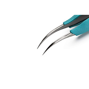 Erem E7SA Stainless Steel Curved Micro Point Anti Magnetic Ergonomic Tweezer, 5" Overall Length, 5" Length, with Curved Micro Point