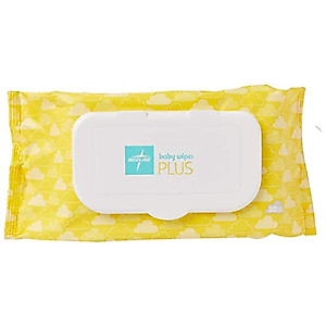 Medline Baby Wipes Plus, Super Soft and Premoistened, Hypoallergenic, 8 x 6 inches (15 pack)