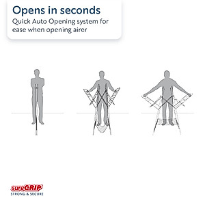 Minky Homecare Premium SureGrip Multidryer Indoor and Outdoor Clothes Drying Rack, Lightly Textured Non Slip Rungs, 82 Ft. of Drying Space, Gunmetal Gray