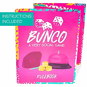 Bunco: A Very Social Game - 12-Player Party Dice Game Includes Dice, Scorecards, Pencils, Bell, & Squishy Traveling Jewel - Family Game Night Board Games, Party Supplies, & Fun Activities