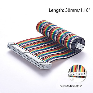 Heyiarbeit 1pcs IDC Rainbow Wire Flat Ribbon Cable 64 Pin 30cm Length 2.54mm Pitch