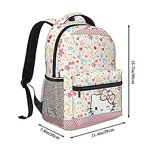 DIEZ Hello Cat Kitty Backpack 3d Print Anime Character Wink Backpack Lightweight Casual Travel Laptop Backpack For Women Anime Kitty Fans Gift