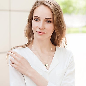 Hidepoo Initial Birthstone Necklace for Women Gifts, Gold Disc Initial A Necklace Alexandrite Birthstone Disc Initial Birthstone Necklace June Birthstone Jewelry for Women