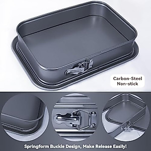 Old Tjikko Rectangular Springform Cake Pan, 14 x 9-Inch Rectangle Cheesecake Pan, Tiramisu Bakeware with Accessory,Removable Bottom,Non-Stick Baking Pan Mold,Leak Proof,Black