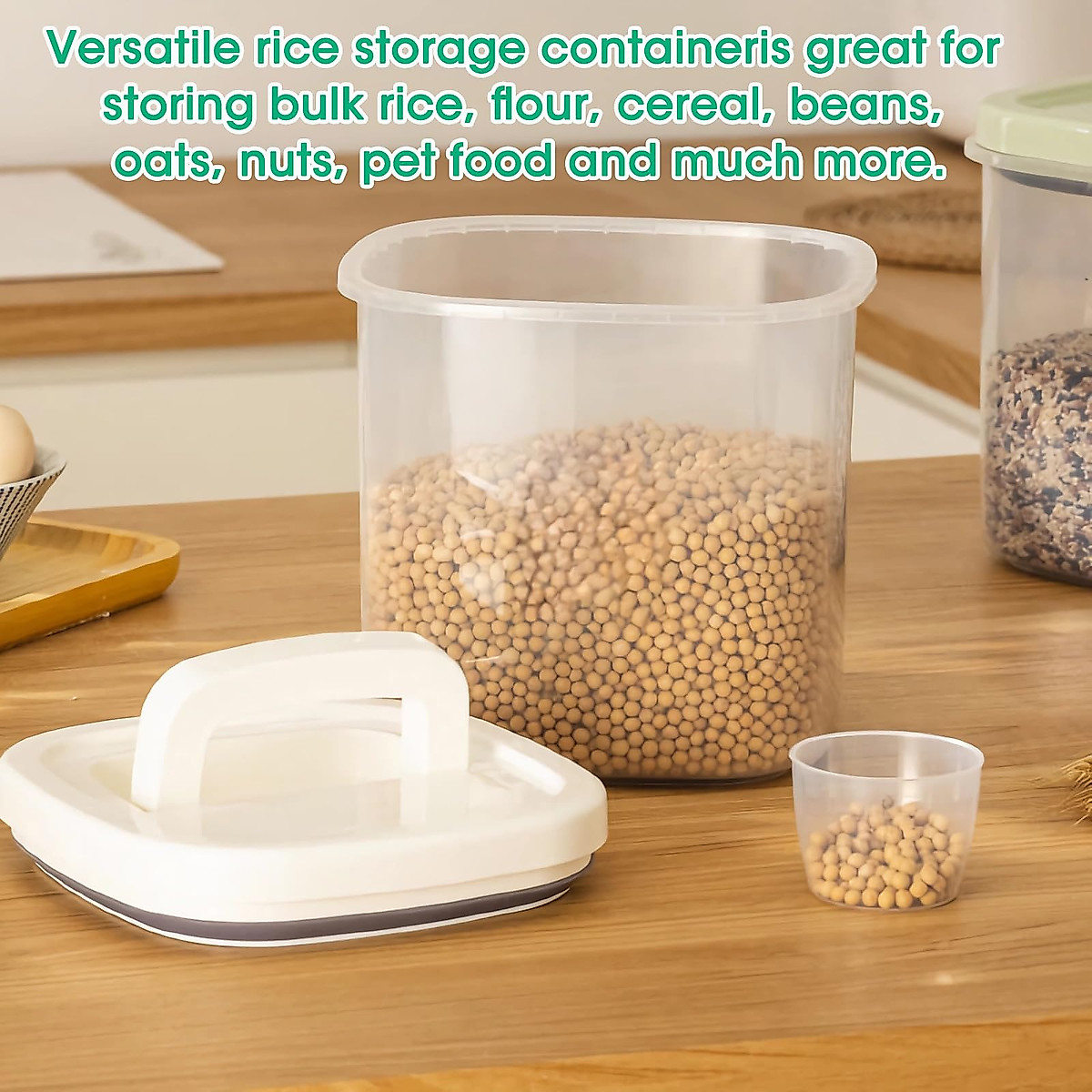 TBMax Large Food Storage Containers with Airtight Lid | Rice Storage Container 10 lbs / 5Kg | Plastic Food Storage Bin for Kitchen Pantry Organization and Storage Container