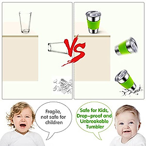 Vayugo Kids Cups with Lids and Straws, 5 Pack Stainless Steel 12oz Spill Proof Toddler Tumblers, Unbreakable Drinking Sippy Cup Leak Proof Water Bottle Travel Mug for Children & Adults Indoor Outdoor