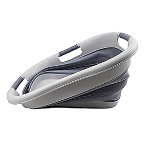 SAMMART 30L (7.9 gallon) Collapsible Plastic Laundry Basket - Foldable Pop Up Storage Container/Organizer - Portable Washing Tub - Space Saving Hamper/Basket (Grey/Dark Grey (Set of 2))