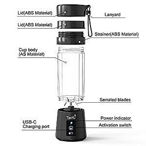 Portable Blender Bottles, Mini Personal Blender for shakes and smoothies (Black)