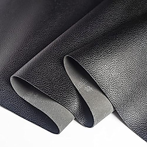 PU Fabric Leather, 1.6mm Thick, Faux Synthetic Leather Material Sheets for Upholstery Craft, DIY Sewing, Sofa, Chair, Handbag, Wallet, Hair Bow, Repairing (1 Yards（54" x 36" ）, Black Lychee Pattern