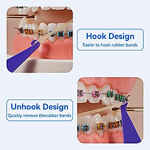 Annhua 20 PCS Dental Elastic Rubber Bands Placers, Braces Rubber Band Tool Disposable Plastic Elastic Placers for Braces Bands - Multi-color