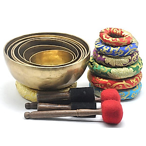 Chakra Healing Tibetan Singing Bowl - Set of 7 - Hand Hammered Tibetan Meditation Singing Bowl Nepal