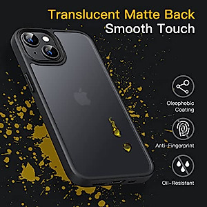JETech Matte Case for iPhone 14 6.1-Inch, Shockproof Military Grade Drop Protection, Frosted Translucent Back Phone Cover, Anti-Fingerprint (Black)