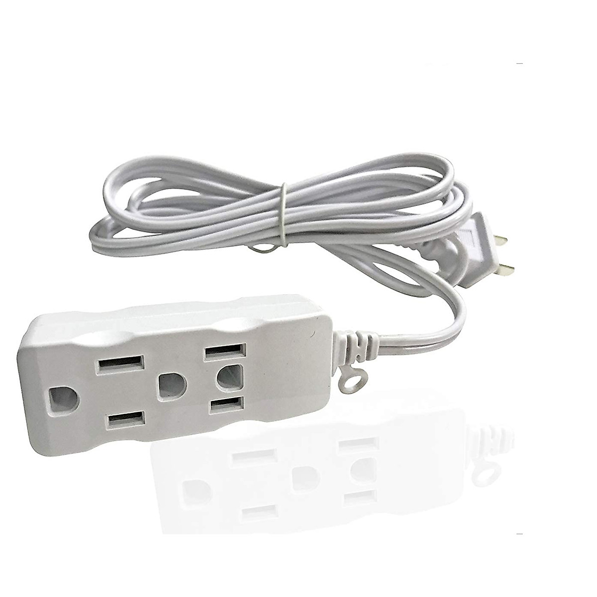 Multi Plug Outlet Extender Box,3-Outlet Power Strip, Long Extension Cord, White (1.8m/6Ft)