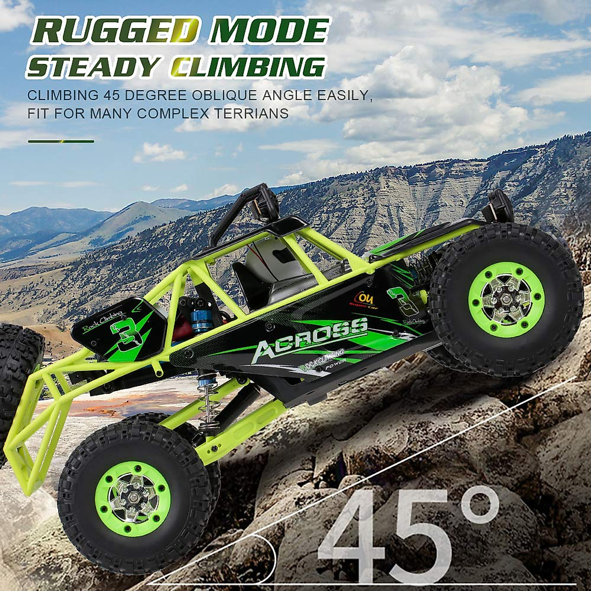 GoolRC WLtoys 12428 RC Car, 1/12 Scale 4WD 50km/h High Speed RC Rock Crawler, 2.4Ghz Remote Control Off Road Truck for Adults & Kids